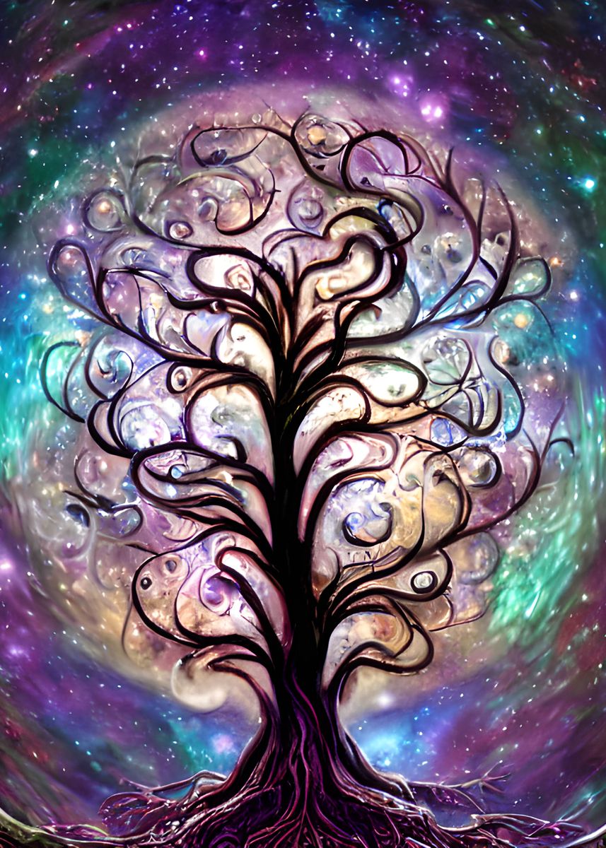 'Magical Tree at Starry Sky' Poster, picture, metal print, paint by Max ...