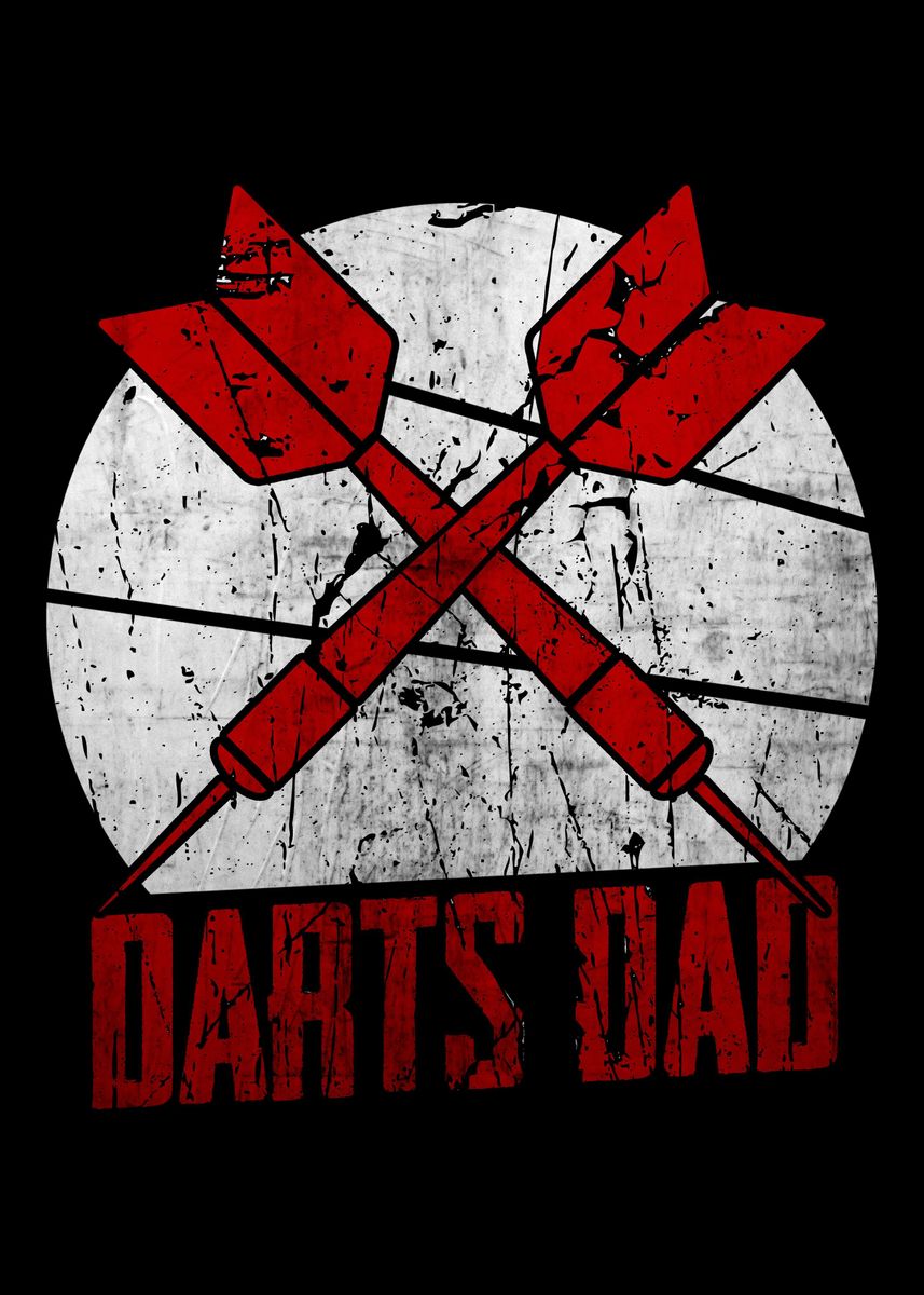 'Darts Dad Retro' Poster, picture, metal print, paint by ...