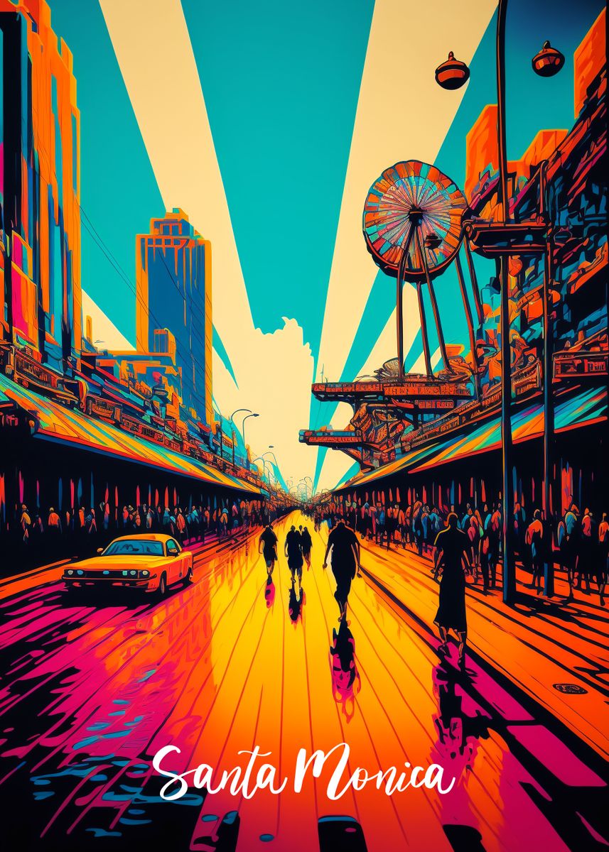 'Santa Monica Pier ' Poster by BnWDesigner | Displate