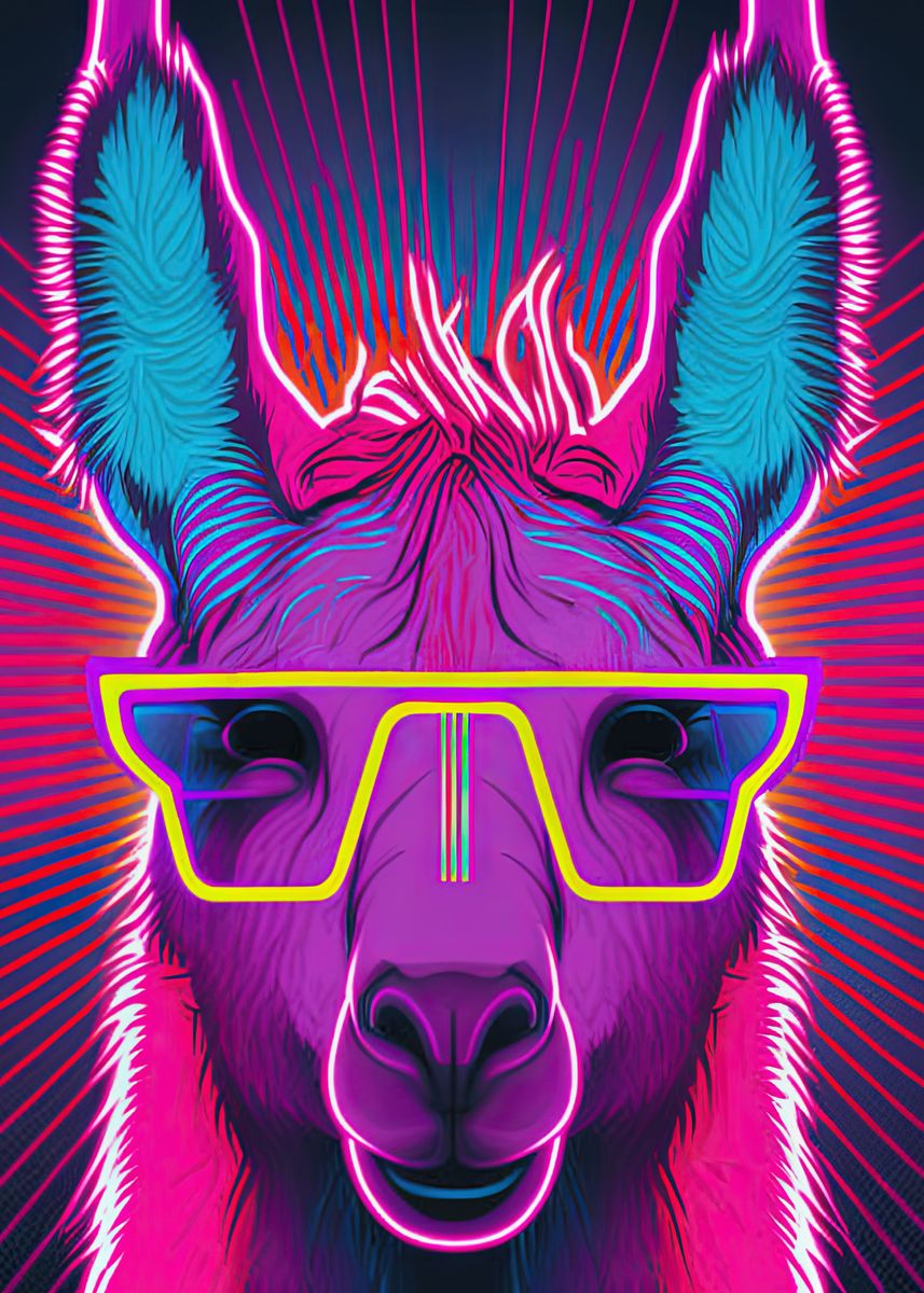 'abstract psychedelic llama' Poster, picture, metal print, paint by ...