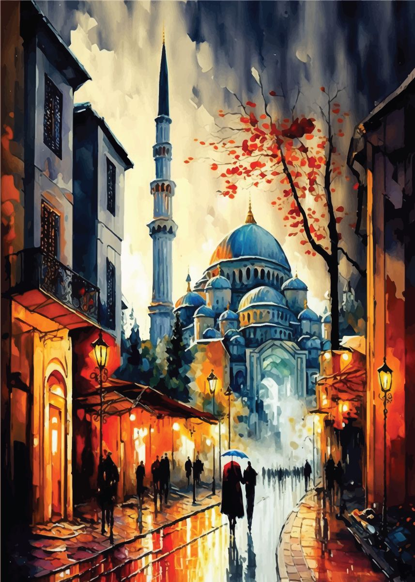 'Istanbul Streets' Poster, picture, metal print, paint by Anxhela Sufa ...