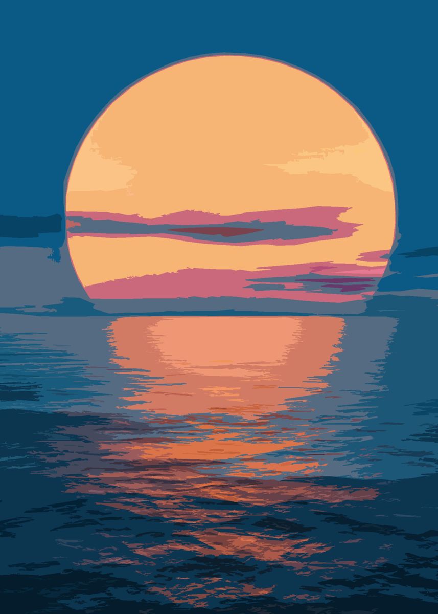 'Retro Sunset' Poster, picture, metal print, paint by Maltos | Displate