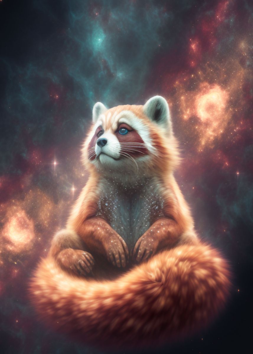 'Red Panda Galaxy' Poster, picture, metal print, paint by redrooster ...