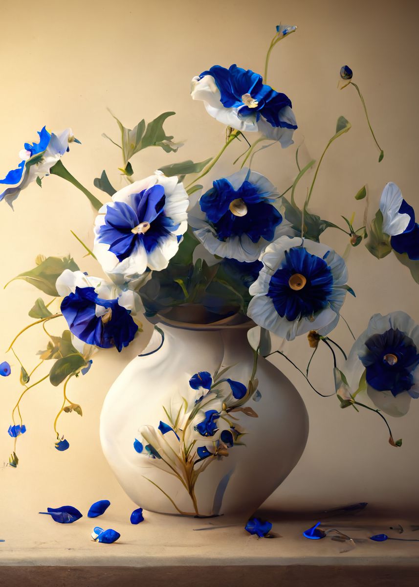 'Blue Flower in vase' Poster, picture, metal print, paint by Sebastian ...