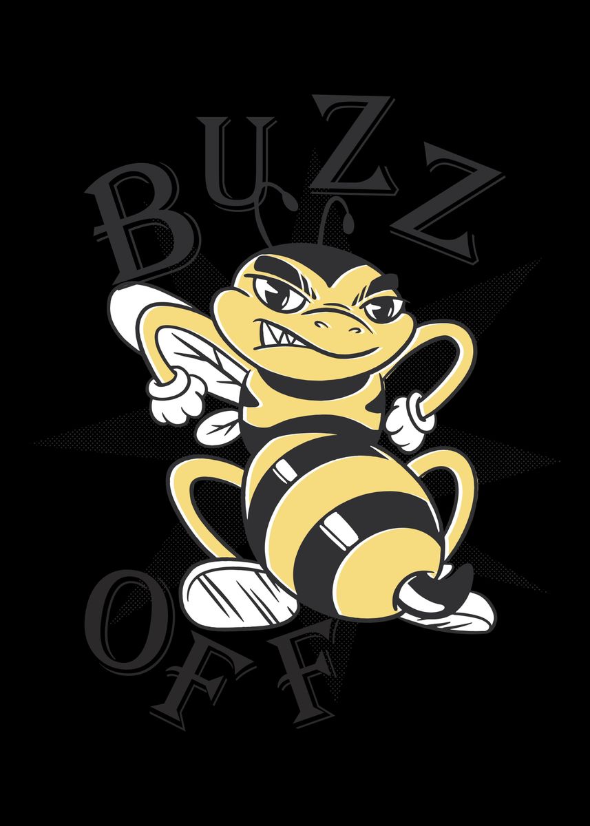 'buzz off angry bee' Poster, picture, metal print, paint by John DonJoe ...