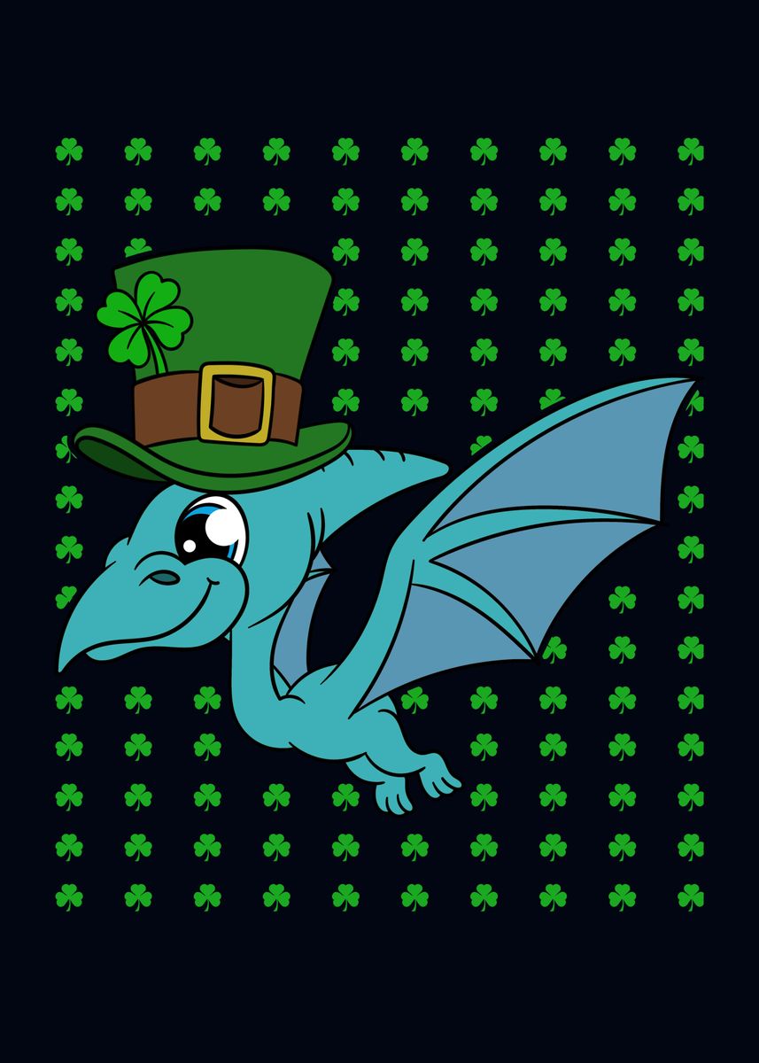'Dinosaur St Patricks Day' Poster, picture, metal print, paint by MzumO ...