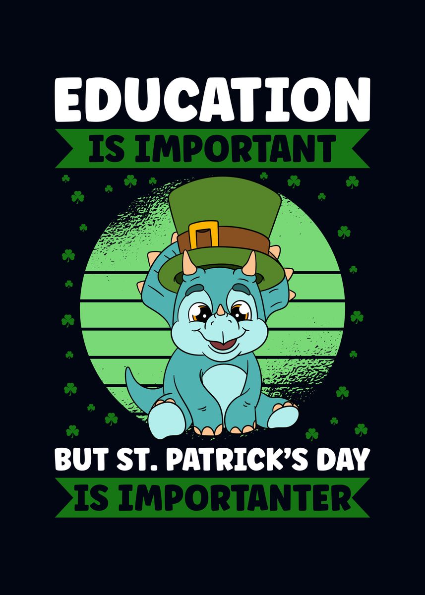 'Dinosaur St Patricks Day' Poster, picture, metal print, paint by MzumO ...