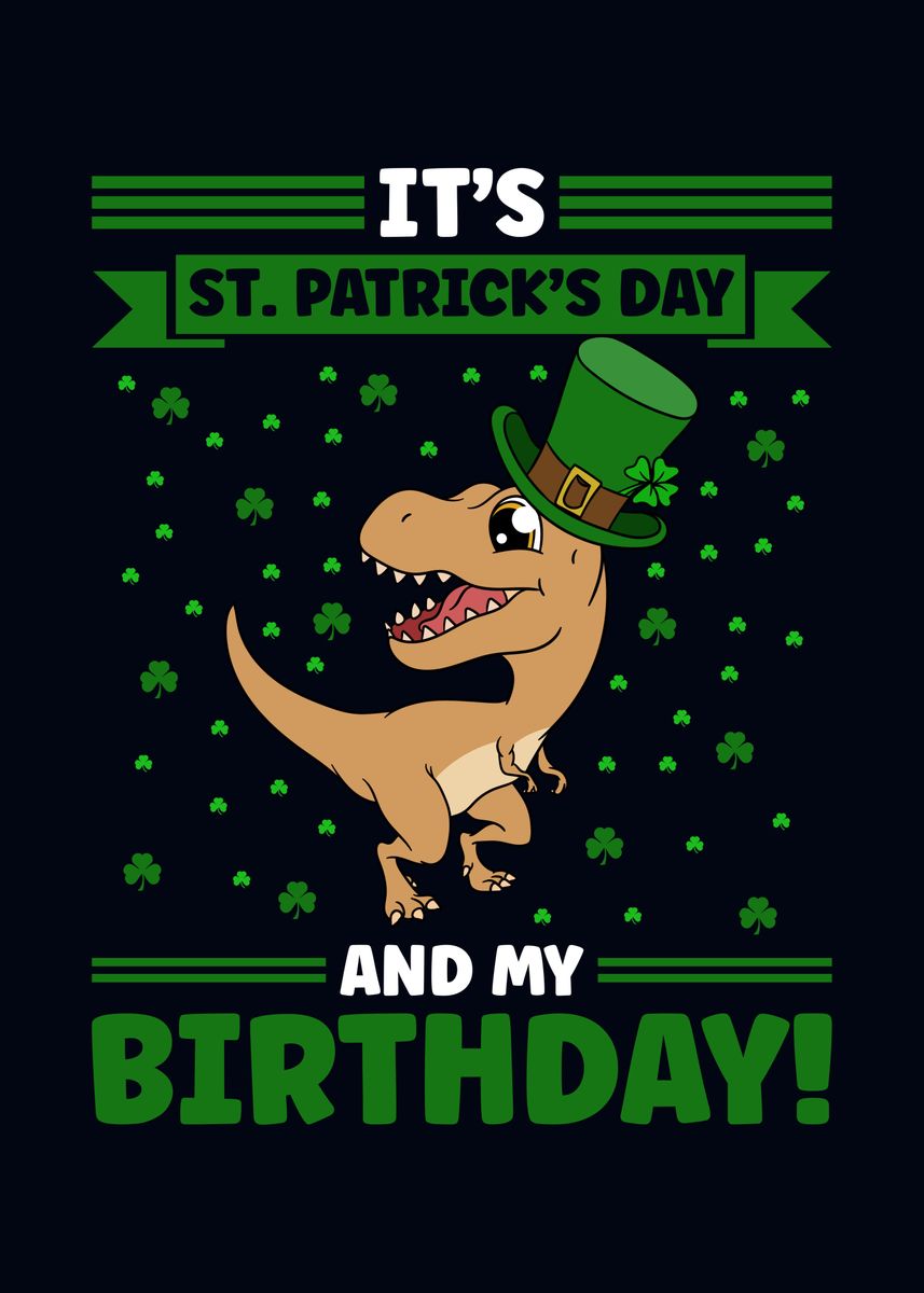'Dinosaur St Patricks Day' Poster, picture, metal print, paint by MzumO ...