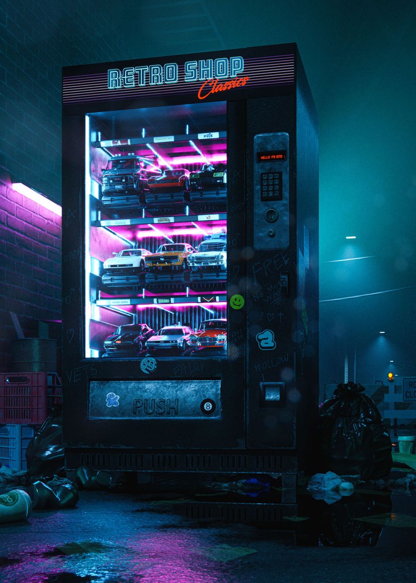 'Retro Shop' Poster, picture, metal print, paint by Cherik | Displate