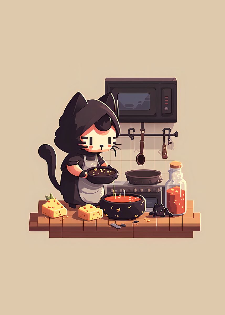 'Chef Pixel' Poster, picture, metal print, paint by Psycho Imaging ...