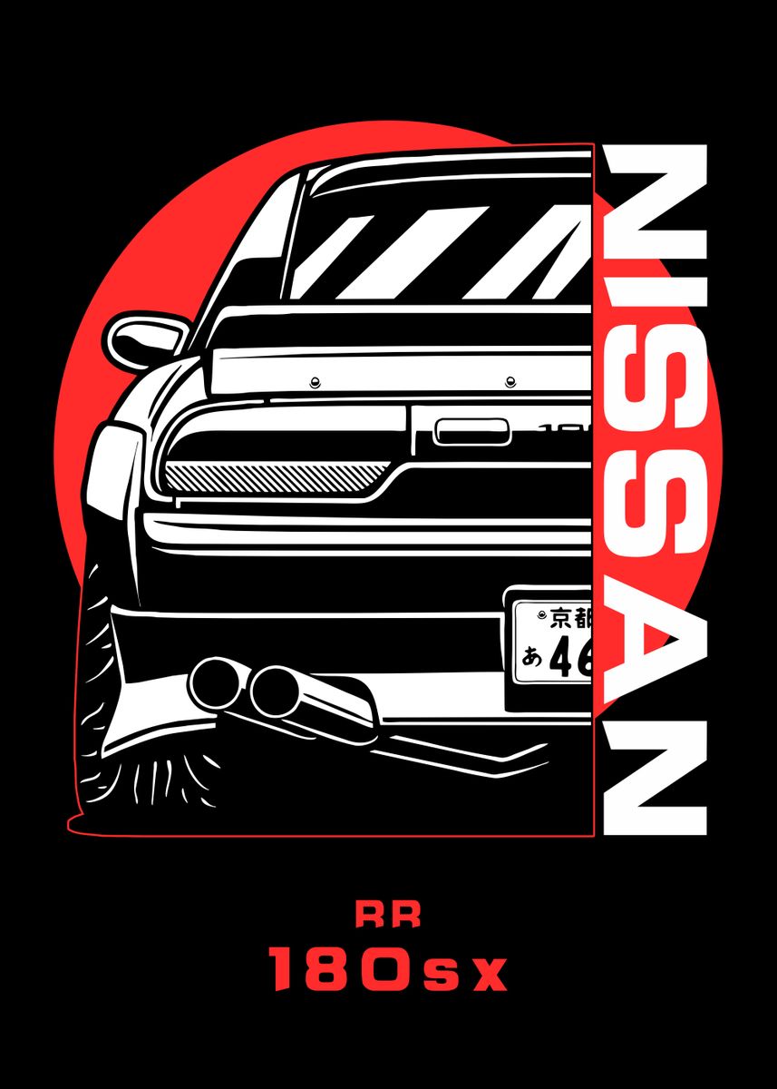 'Nissan 180SX' Poster, picture, metal print, paint by Faissal Thomas ...