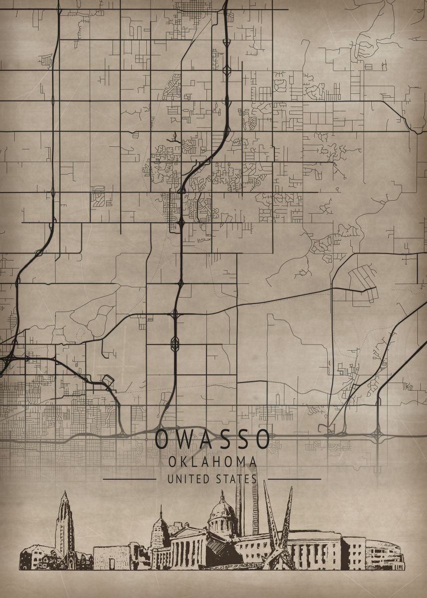 'Owasso Oklahoma ' Poster, picture, metal print, paint by XandYart ...