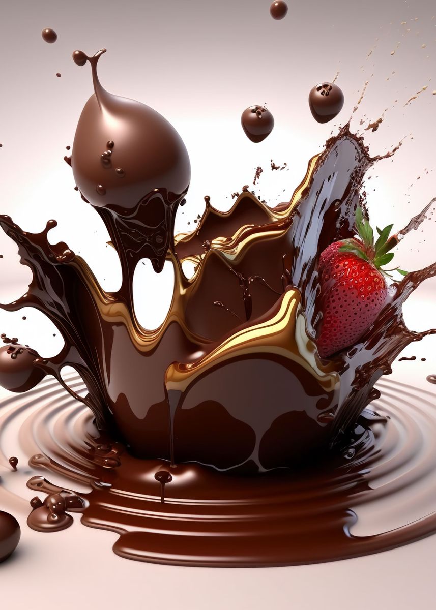 'Berries in chocolate' Poster, picture, metal print, paint by Oleksandr ...