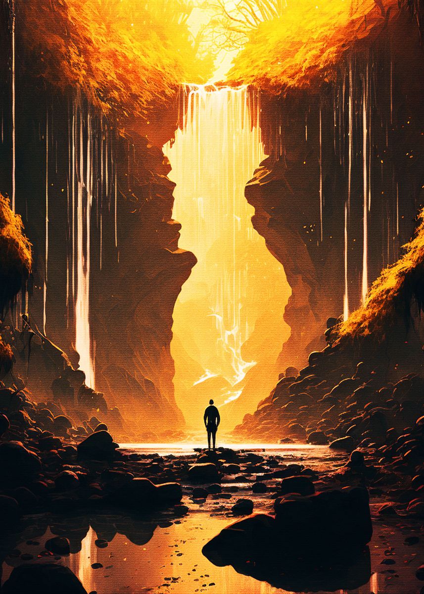 'Beautiful Waterfall' Poster, picture, metal print, paint by Coffee ...