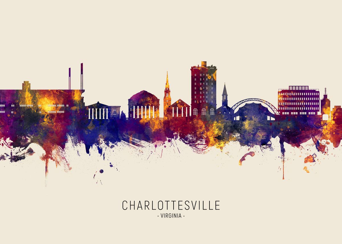 'Charlottesville Skyline' Poster by Michael Tompsett | Displate
