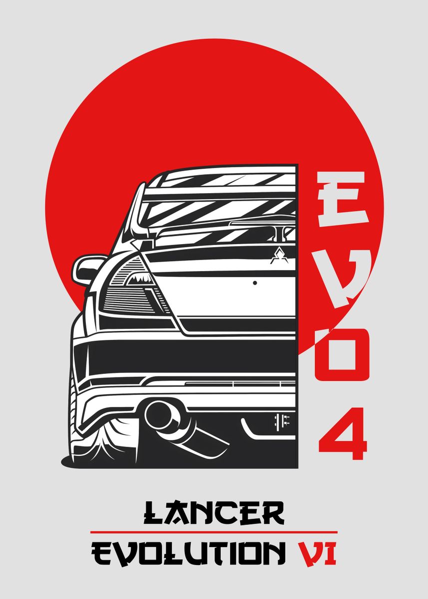 'Mitsubishi lancer Evo VI' Poster, picture, metal print, paint by artH ...
