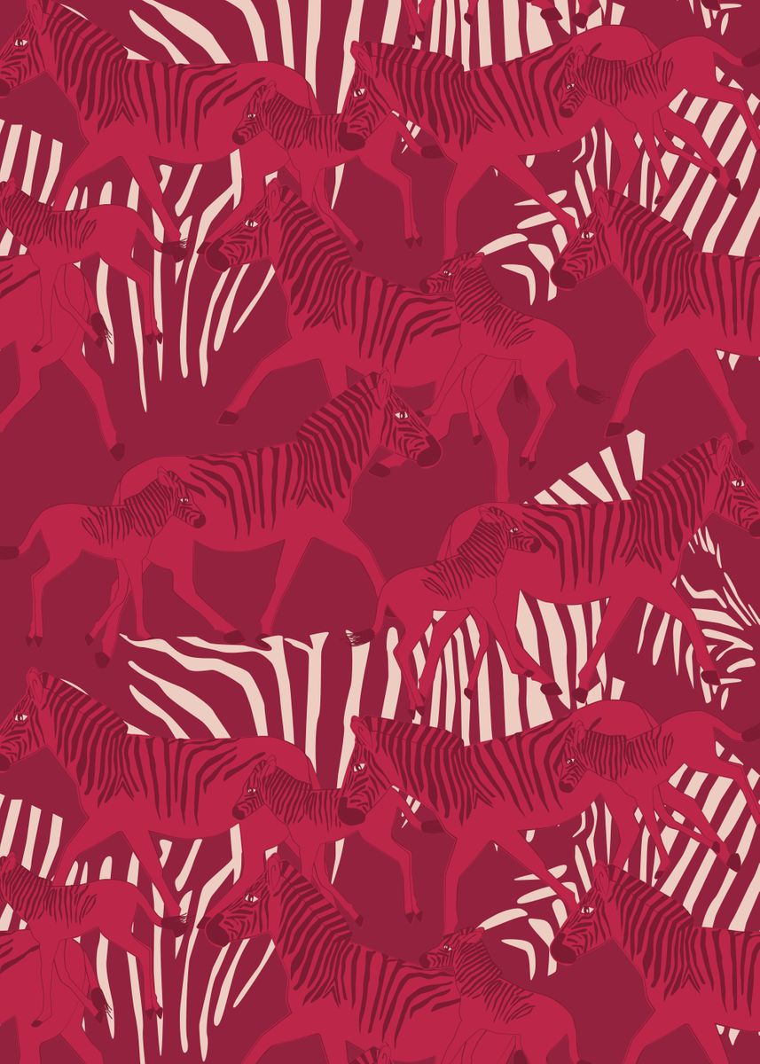 'Quagga Family Viva Magenta' Poster, picture, metal print, paint by ...