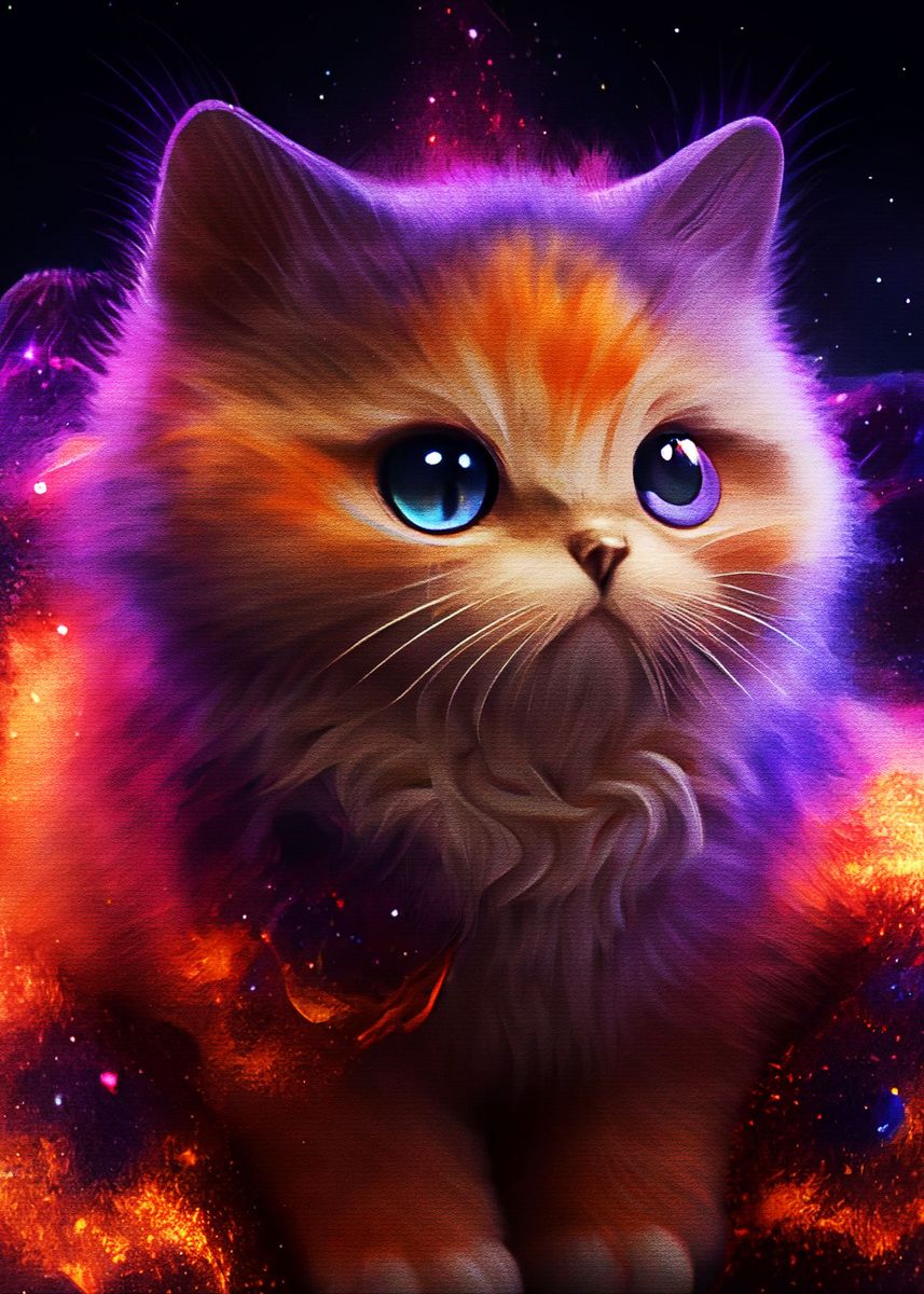 'Colorful Cat' Poster, picture, metal print, paint by Coffee Design ...