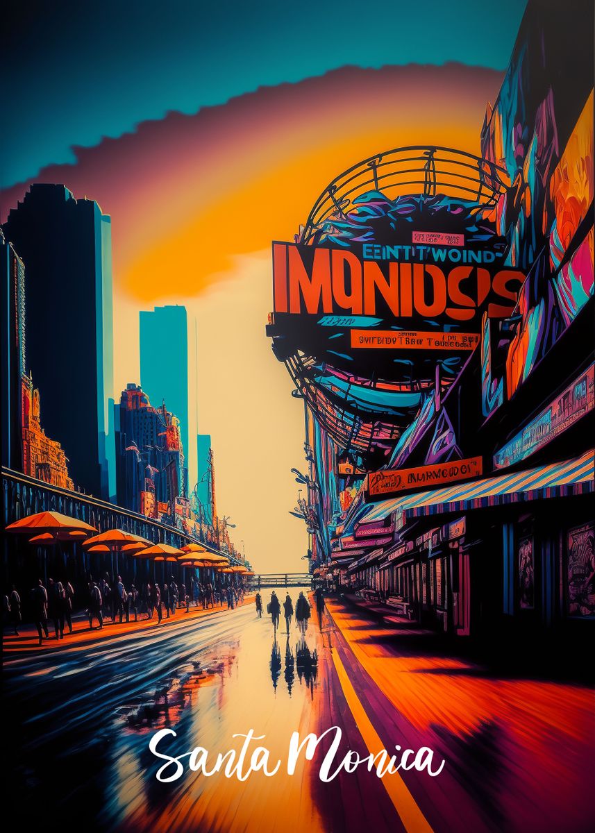 'Santa Monica Pier ' Poster, picture, metal print, paint by BnWDesigner ...