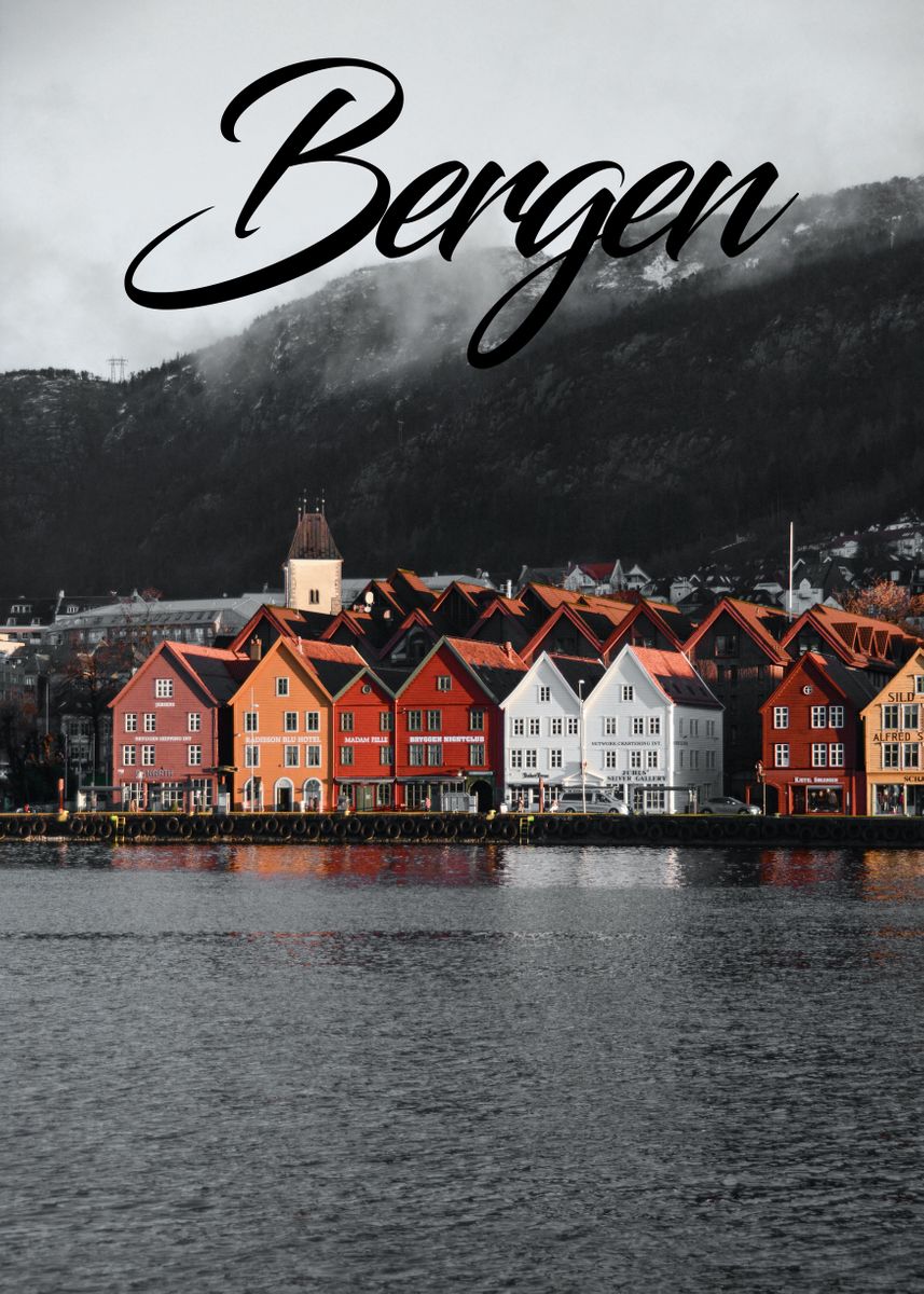 'Bergen Norway' Poster, picture, metal print, paint by Conceptual ...