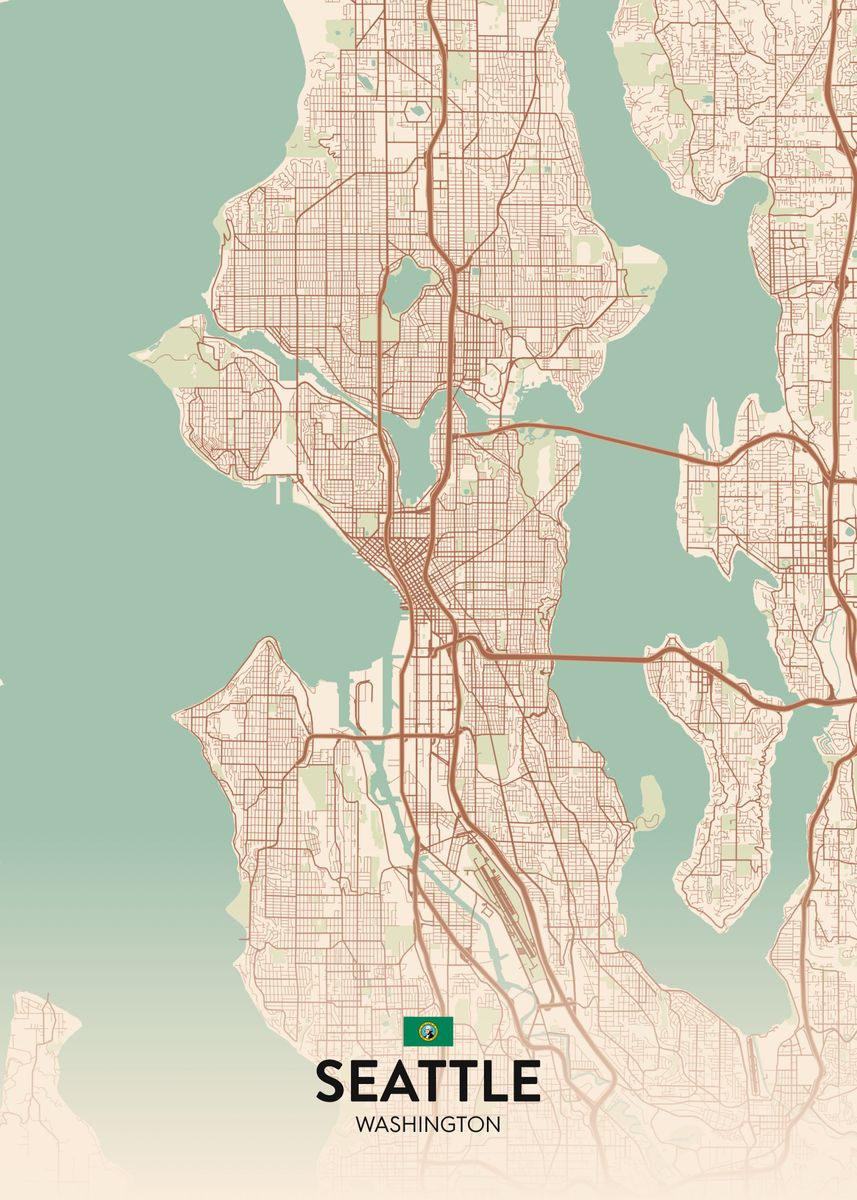 'Seattle WA' Poster, picture, metal print, paint by IMR Designs | Displate