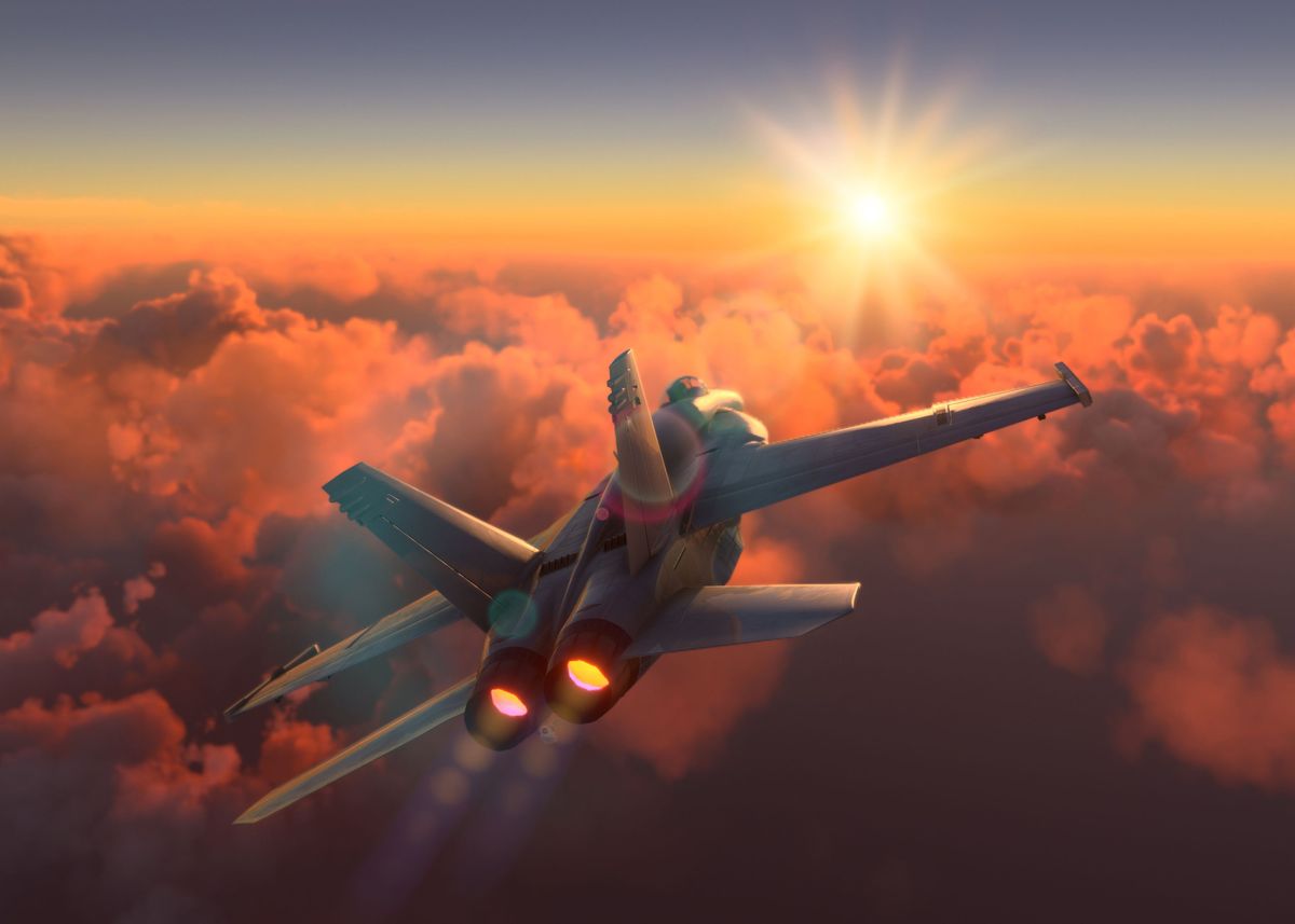 'Aircraft Sunset' Poster by Tom Cage | Displate