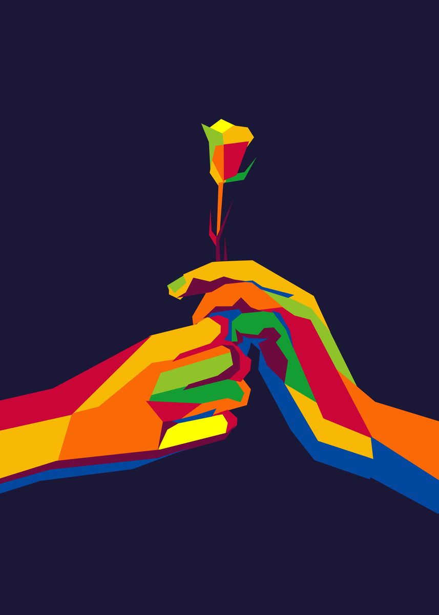 'hand giving flowers' Poster, picture, metal print, paint by Mshel Tyan ...