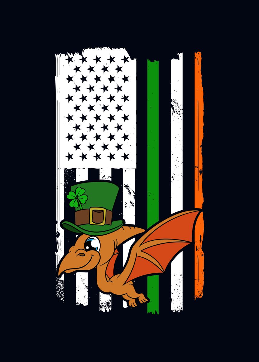 'Dinosaur St Patricks Day' Poster, picture, metal print, paint by MzumO ...