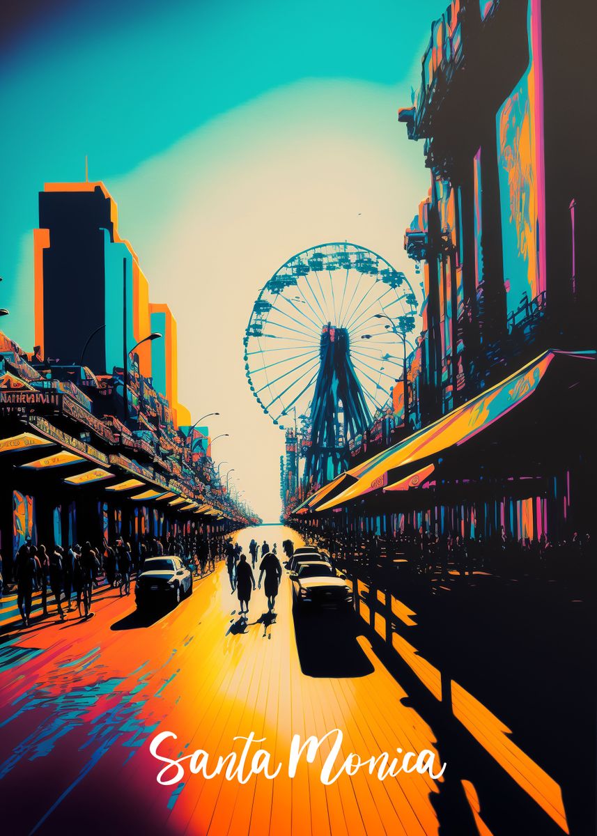 'Santa Monica Pier ' Poster, picture, metal print, paint by BnWDesigner ...