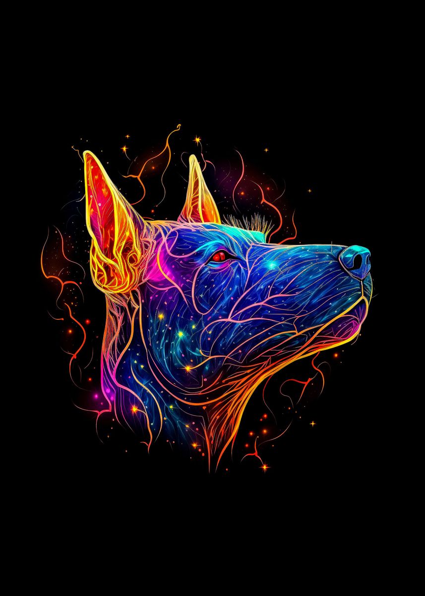 'Fire Elemental Bull Terrie' Poster, picture, metal print, paint by Gyo ...