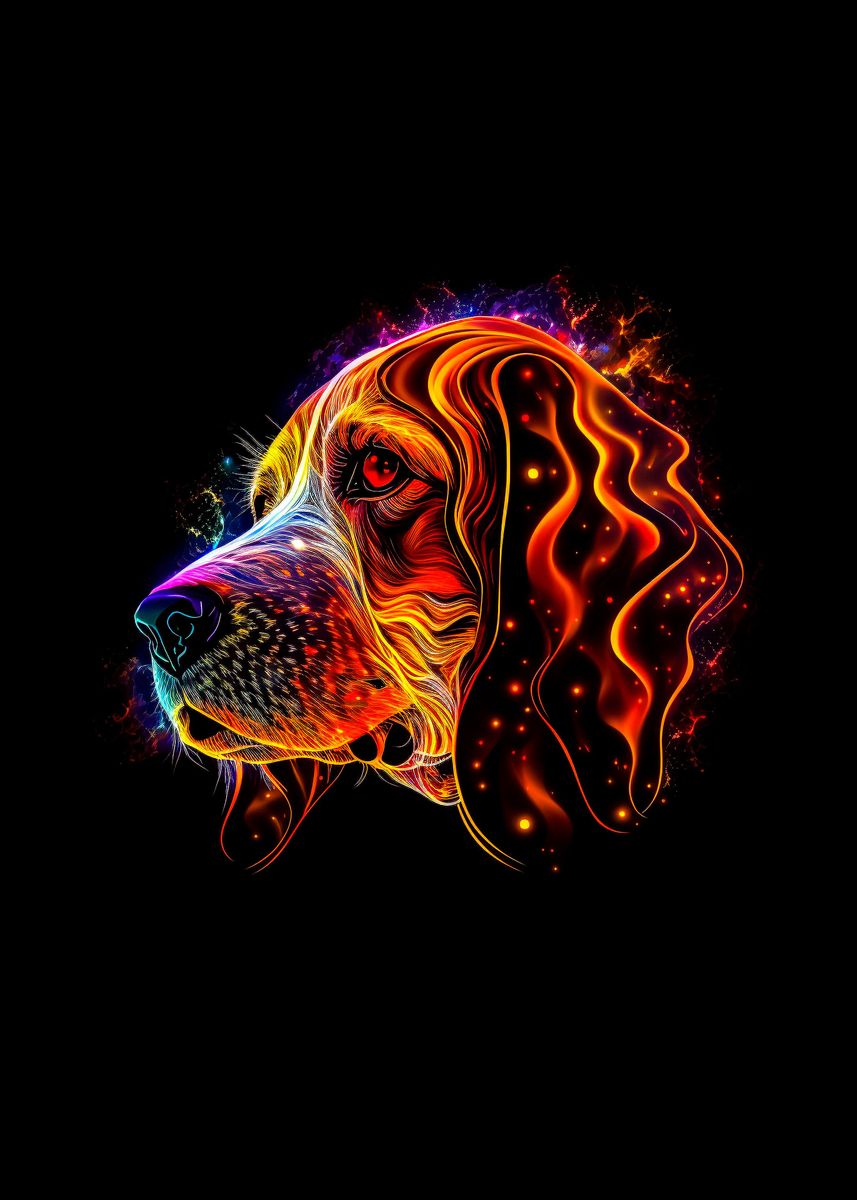'Fire Elemental Beagle ' Poster, picture, metal print, paint by Gyo ...