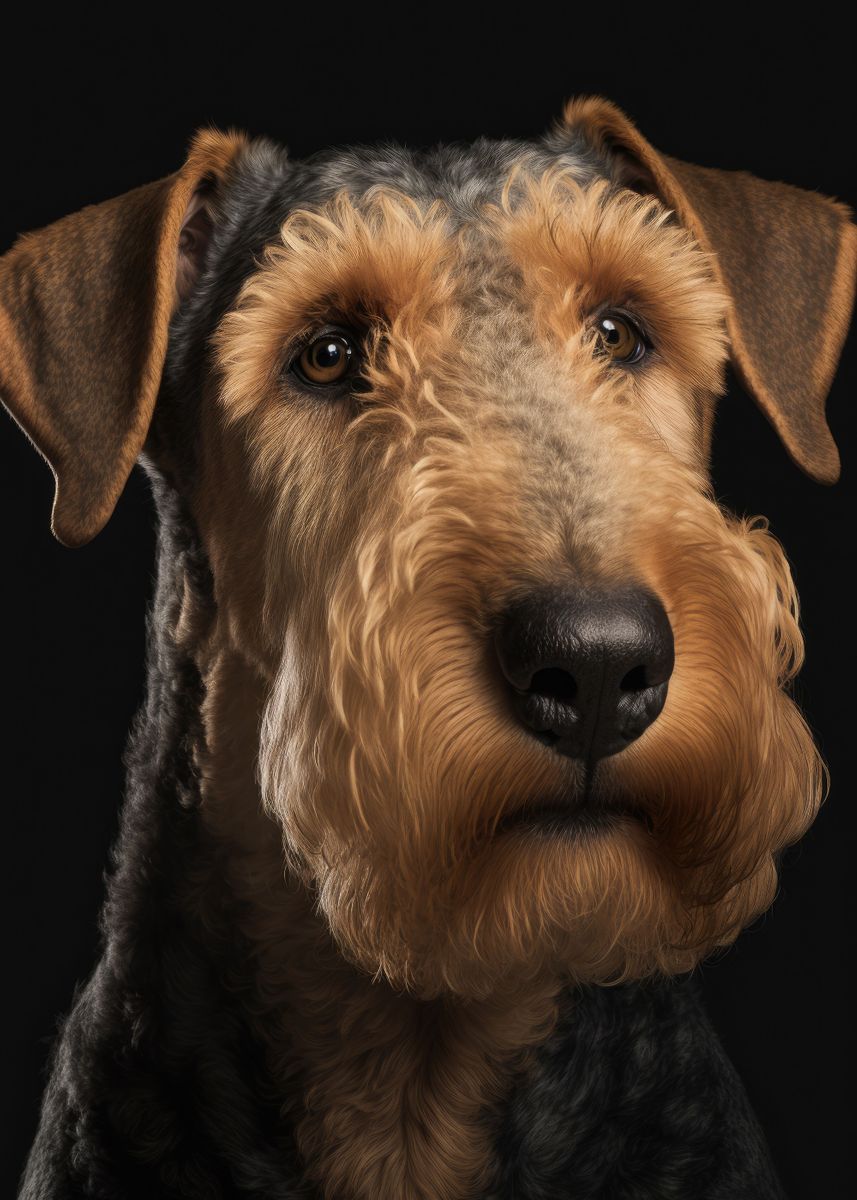 'Cute Airedale Portrait' Poster, picture, metal print, paint by Mitoka ...