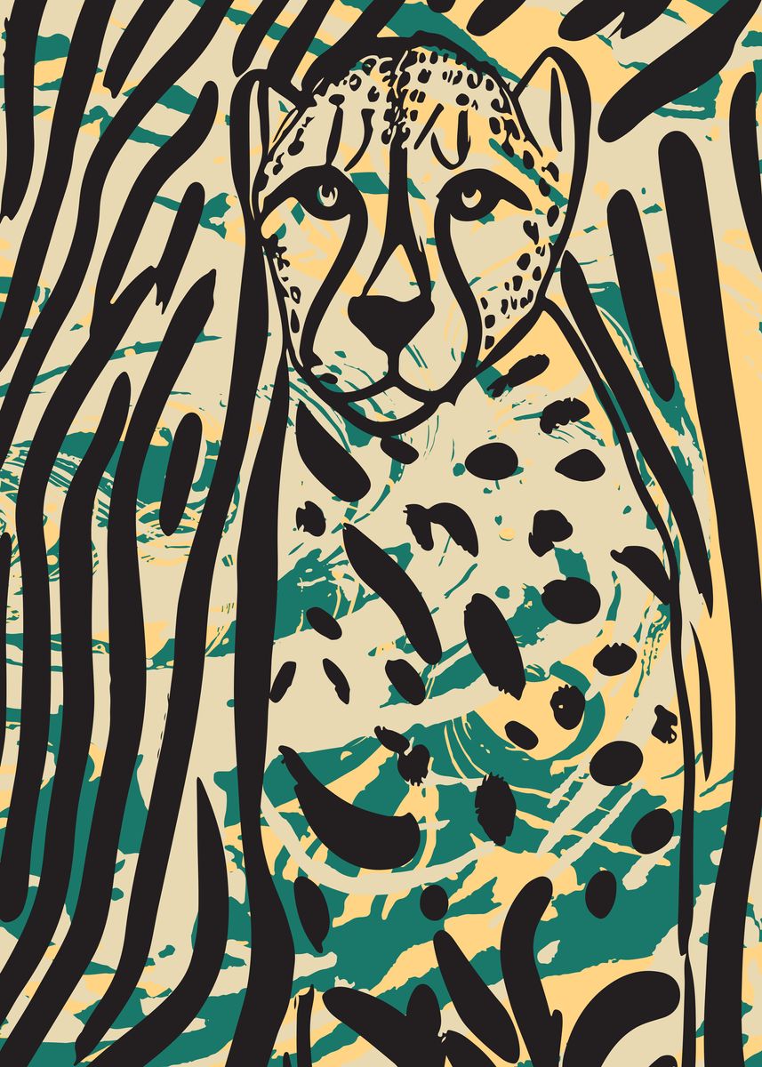 'Jungle Cat Painting' Poster, picture, metal print, paint by BluePinkPanther | Displate