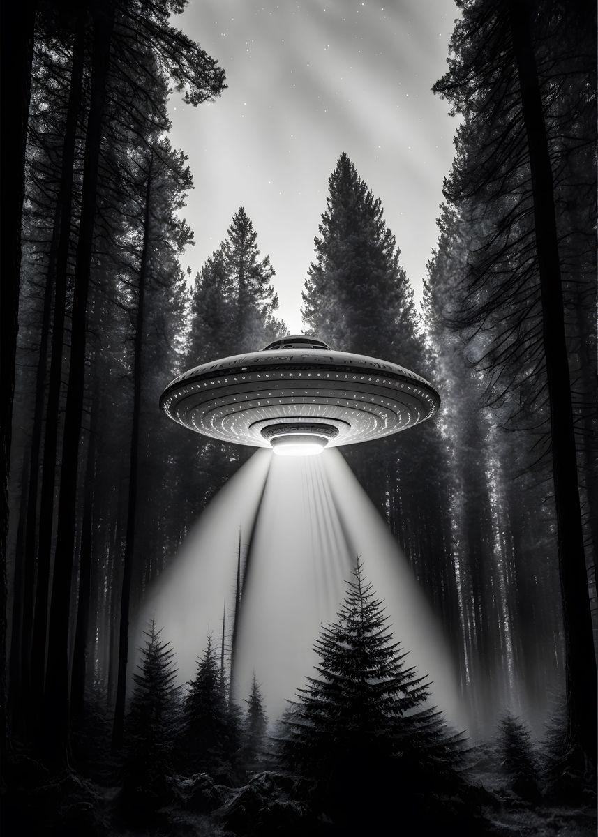 'Ufo in the Woods' Poster, picture, metal print, paint by David ...