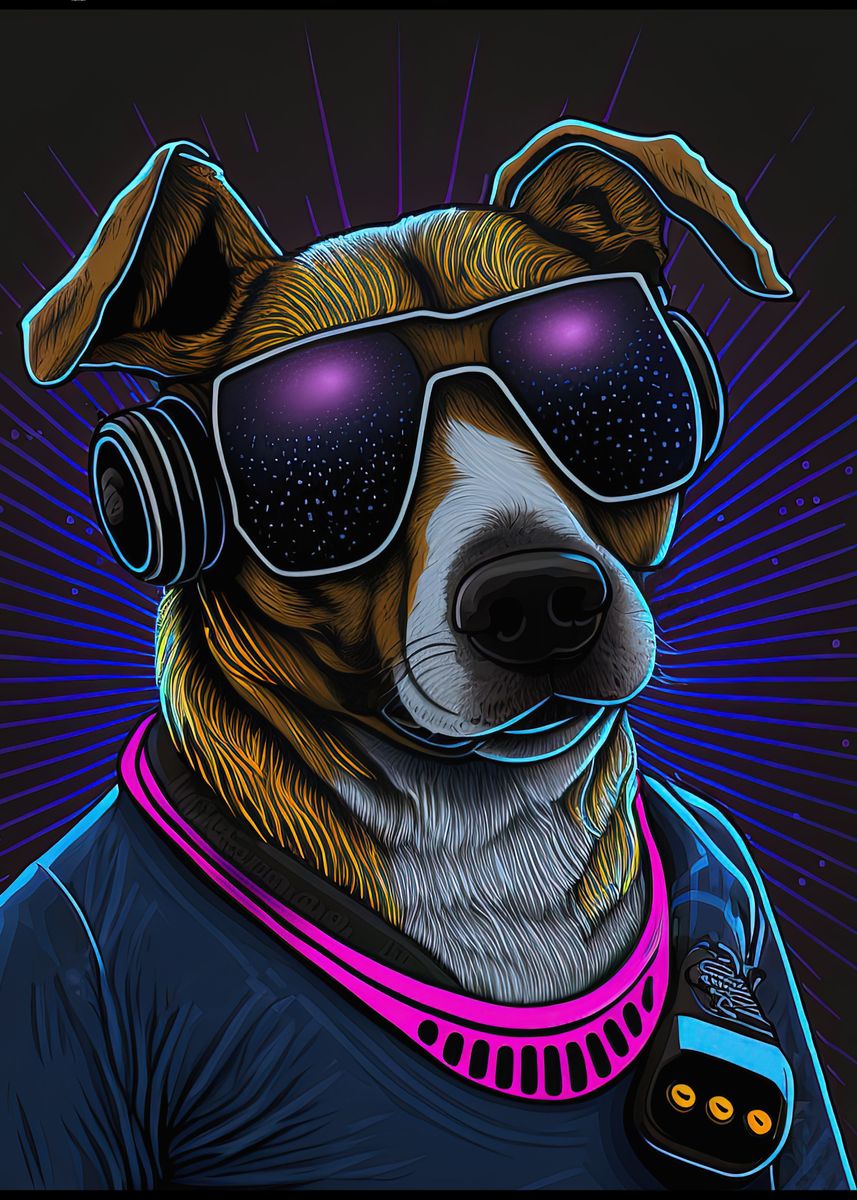 'abstract psychedelic dog' Poster, picture, metal print, paint by ...