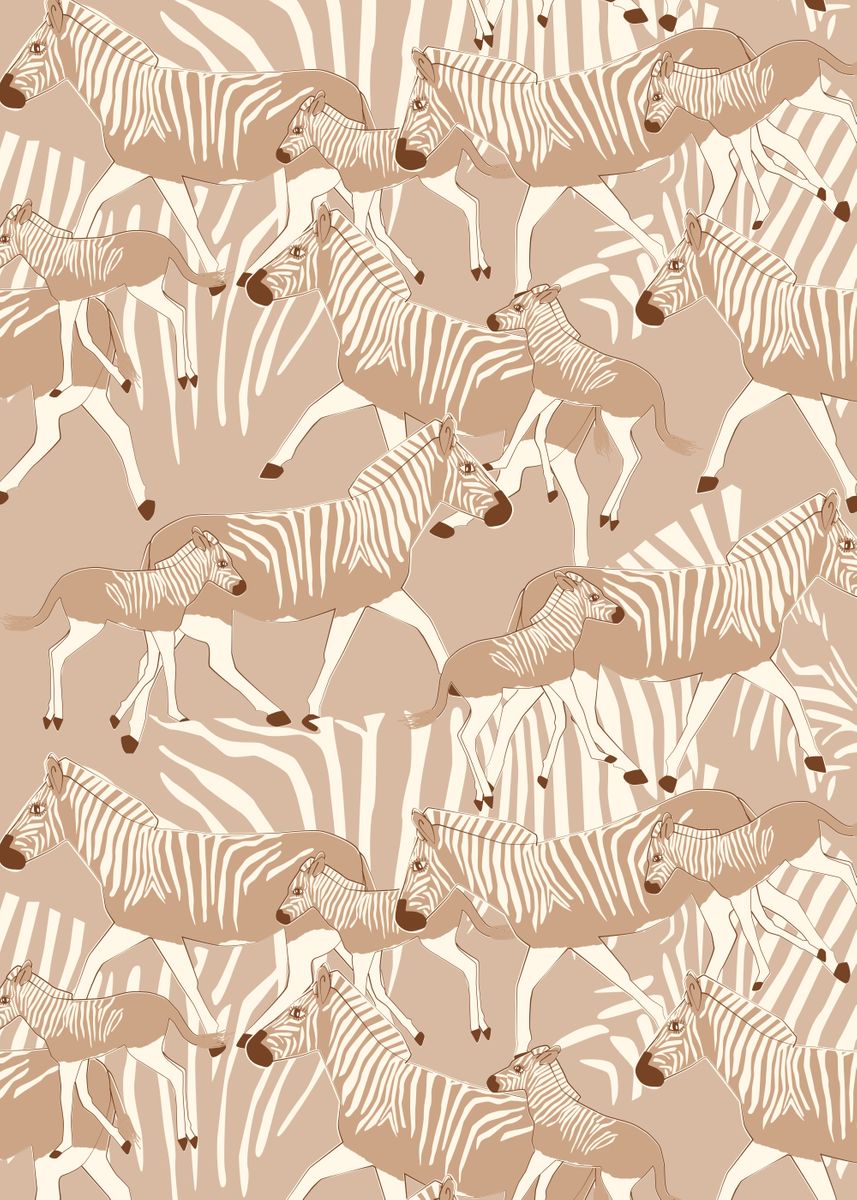 'Quagga Family Natural' Poster, picture, metal print, paint by Miriam ...