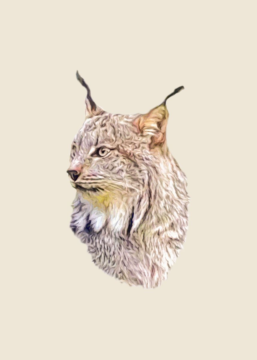 'Lynx' Poster, picture, metal print, paint by Gyula Gvardián | Displate