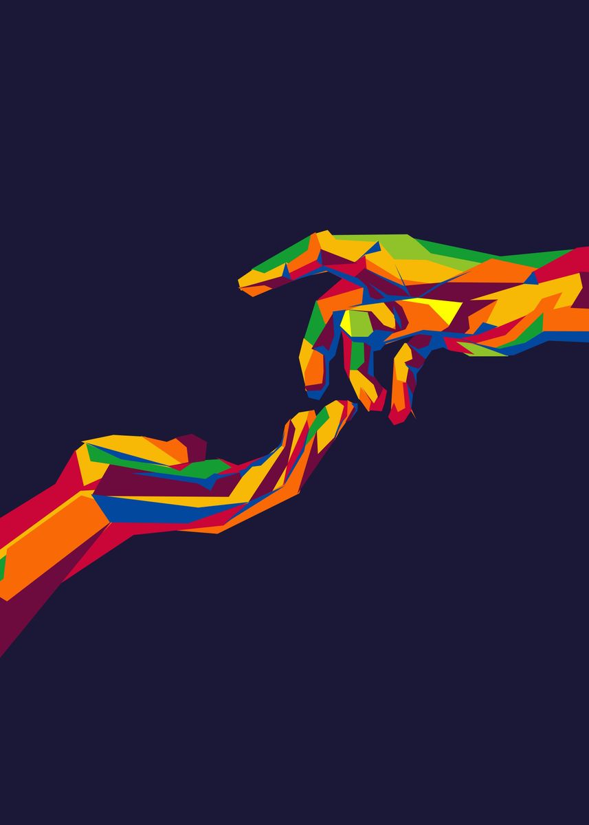 'two hands greeting' Poster, picture, metal print, paint by Mshel Tyan ...