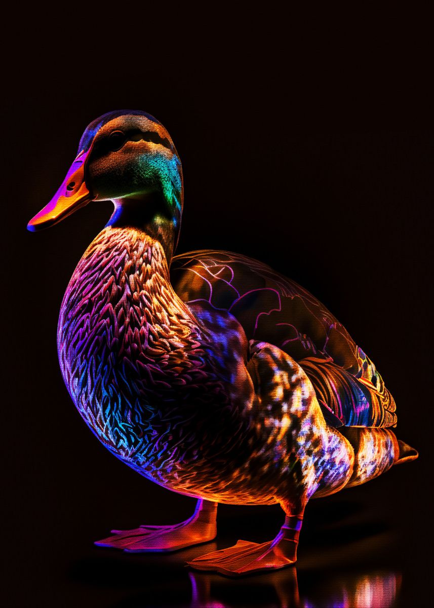 'Neon Duck' Poster, picture, metal print, paint by Muh Asdar | Displate