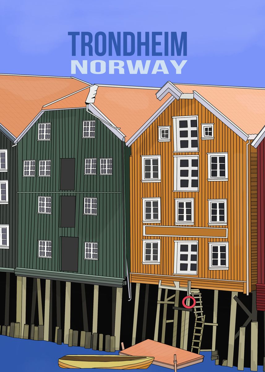 'Trondheim Norway' Poster, picture, metal print, paint by diego ...