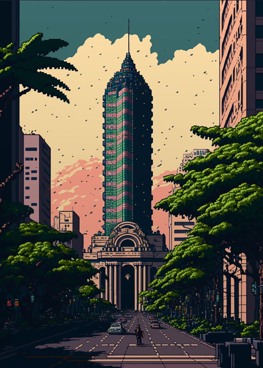 'Kaohsiung Pixel art' Poster, picture, metal print, paint by M Art ...