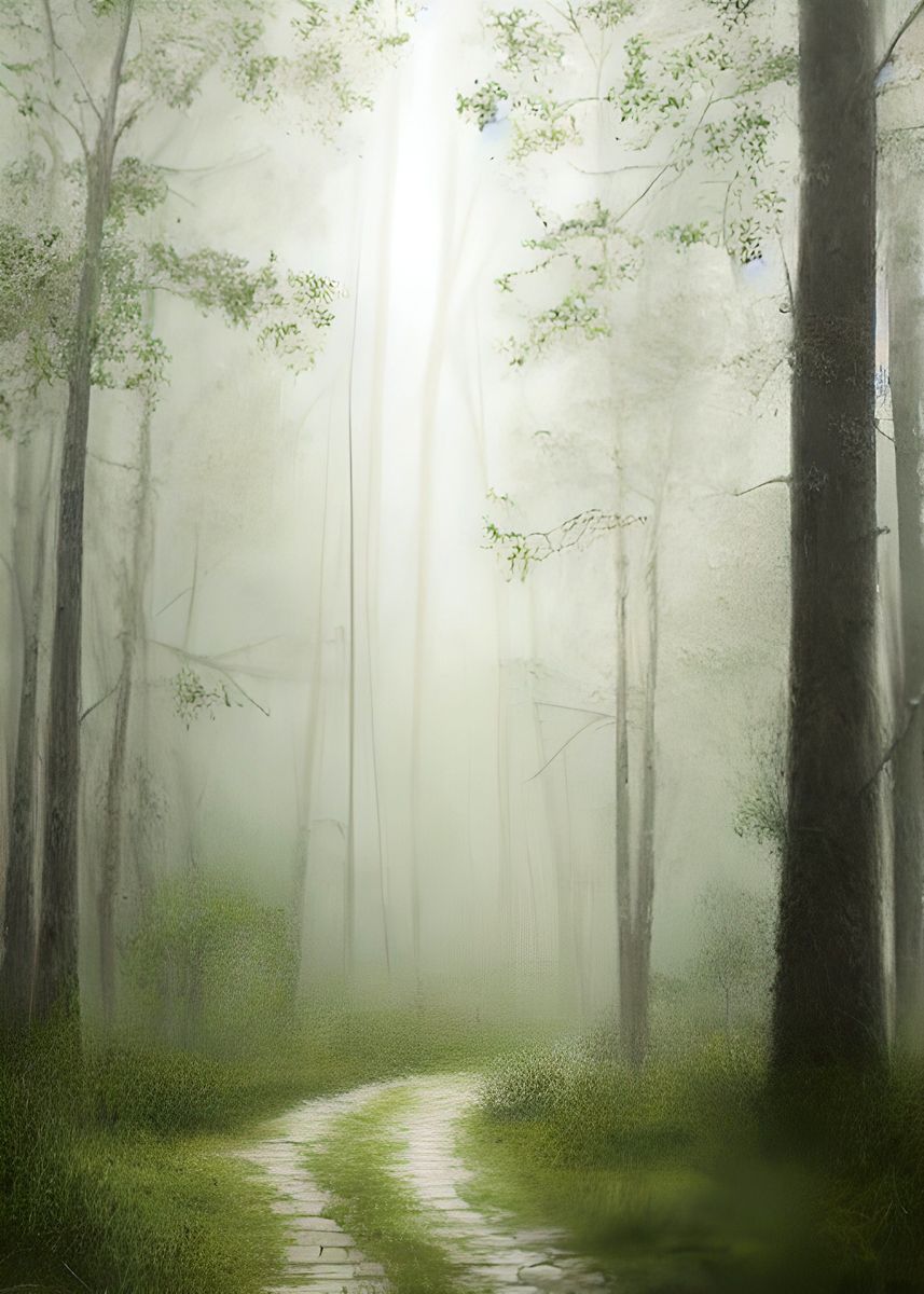 'Foggy Forest Nature' Poster, picture, metal print, paint by Max Ronn ...