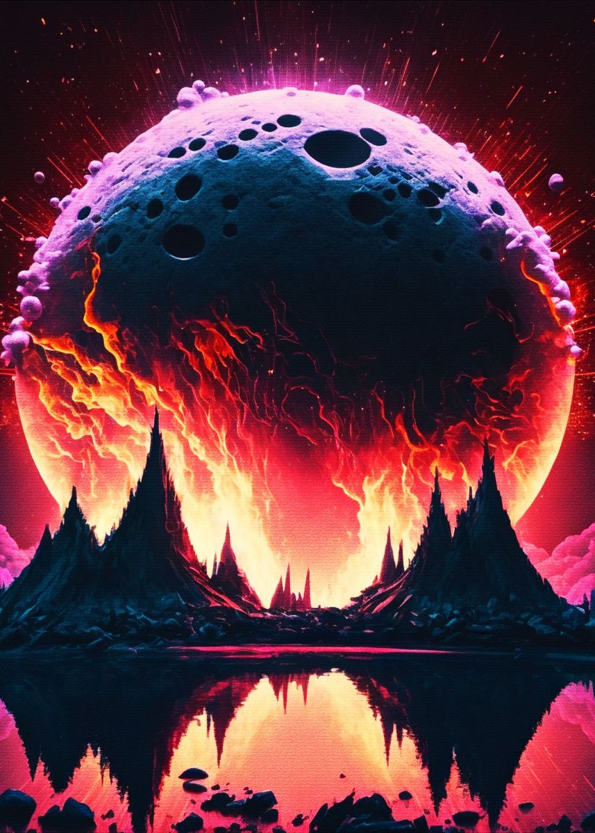 'Moon Explosion in Space' Poster, picture, metal print, paint by Muh ...