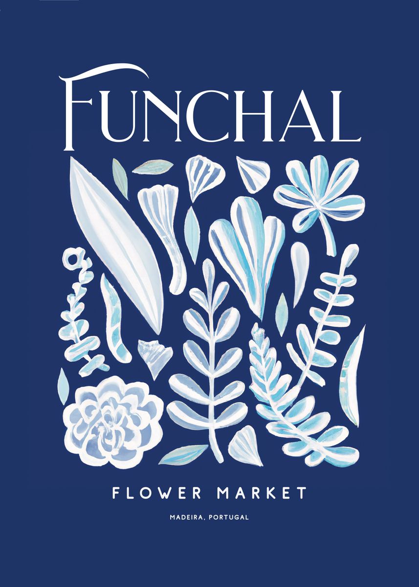 'Funchal Flower Market Blue' Poster, picture, metal print, paint by ...
