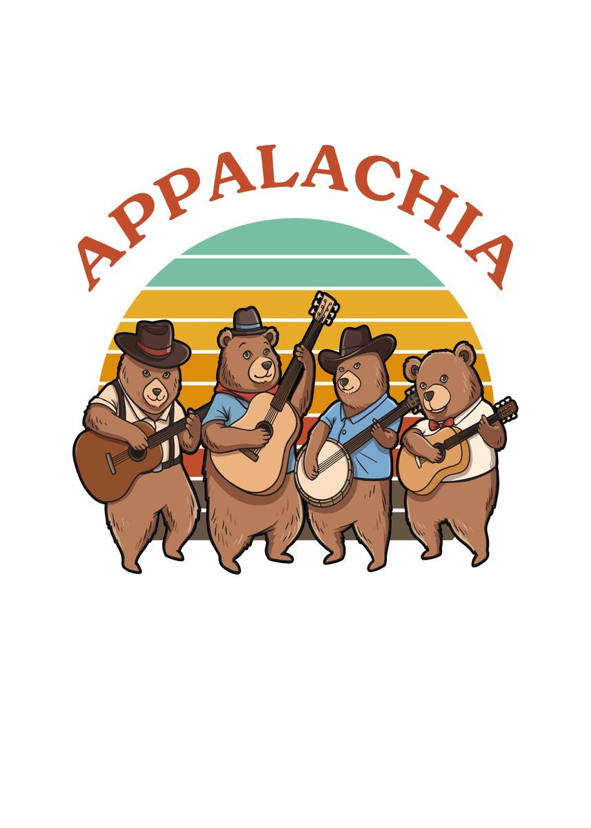 'Bears Banjo Guitar' Poster, picture, metal print, paint by Michael ...