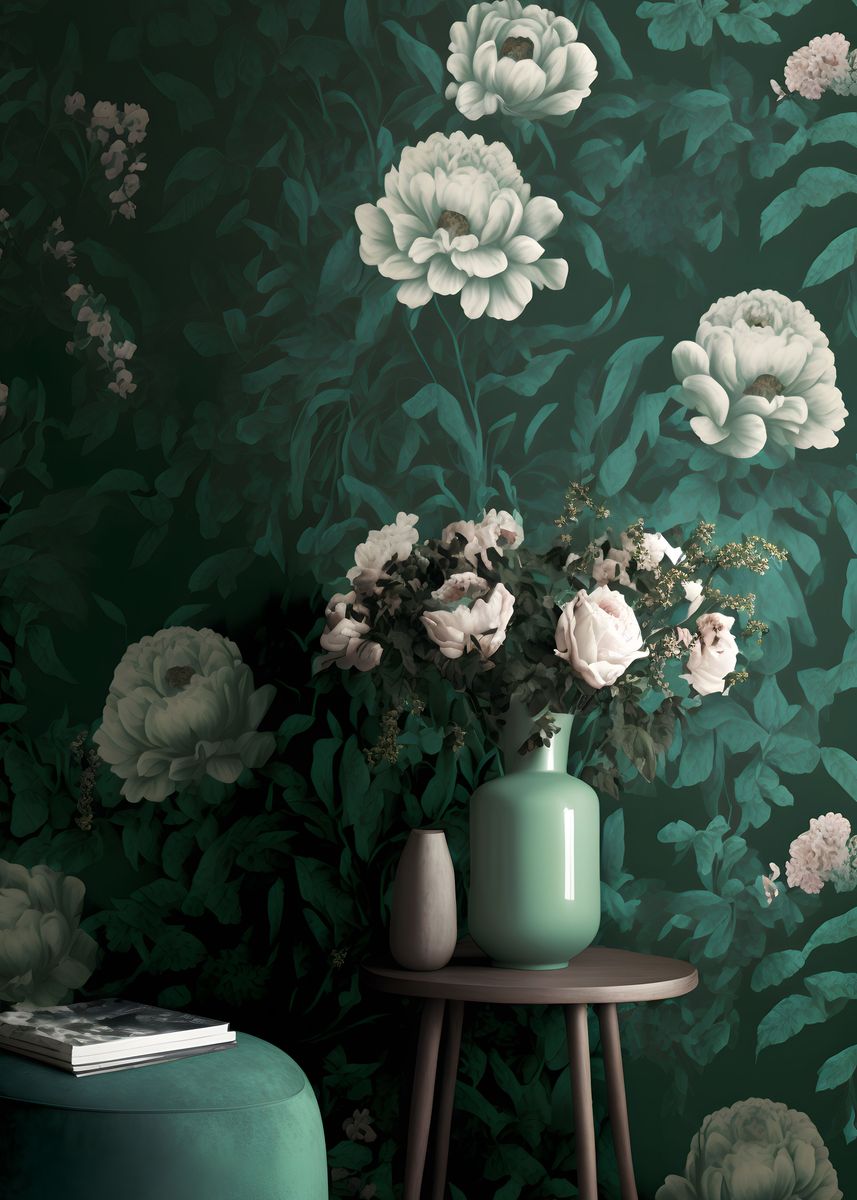 'Green Wallpaper' Poster, picture, metal print, paint by David ...