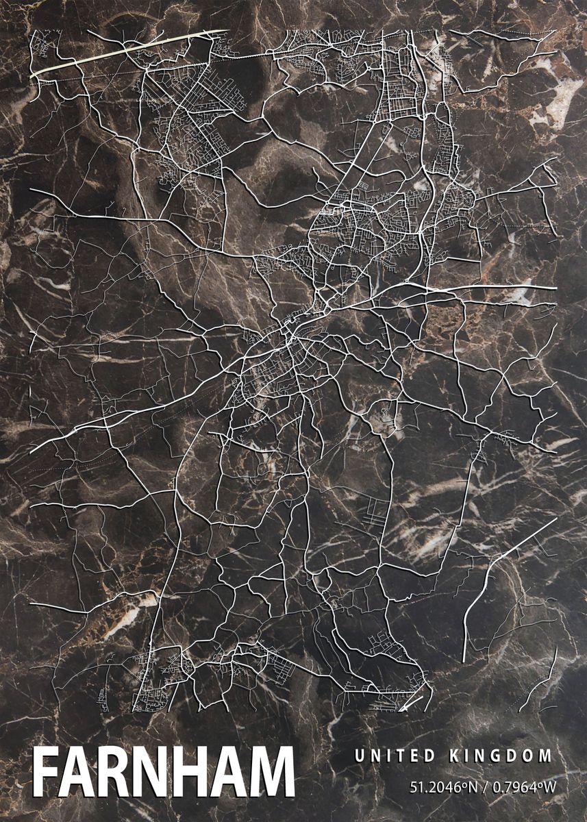 'FARNHAM CITY MAP' Poster, picture, metal print, paint by Nae | Displate