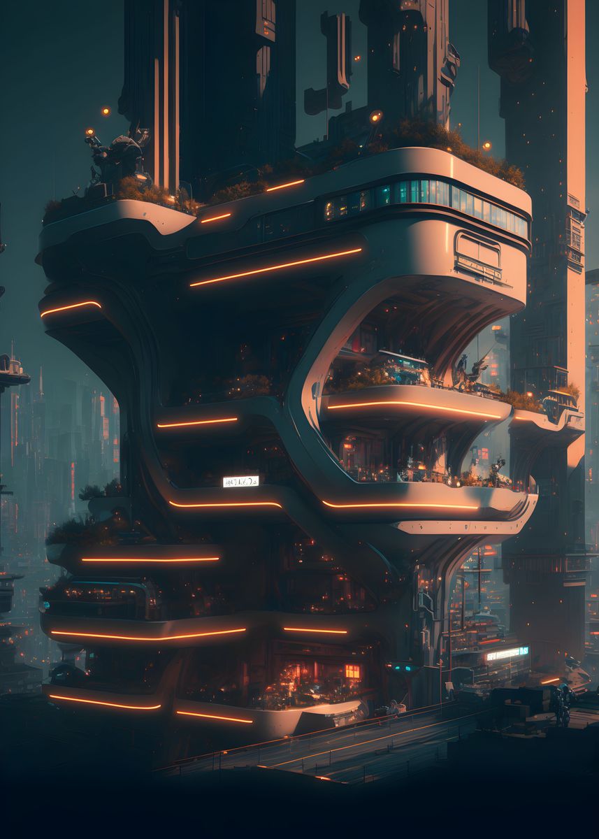 'Futuristic Architecture' Poster, picture, metal print, paint by ...