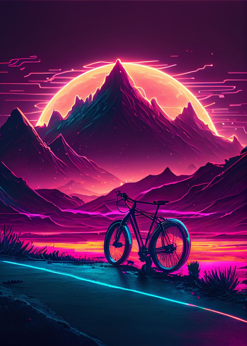 'Synthwave Bike 13' Poster, picture, metal print, paint by Holzkovic ...
