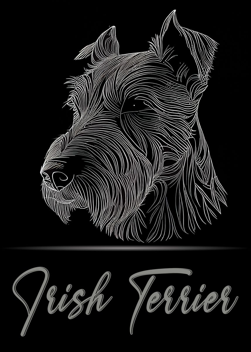 'Irish Terrier Portrait' Poster, picture, metal print, paint by Artistic Paradigms | Displate